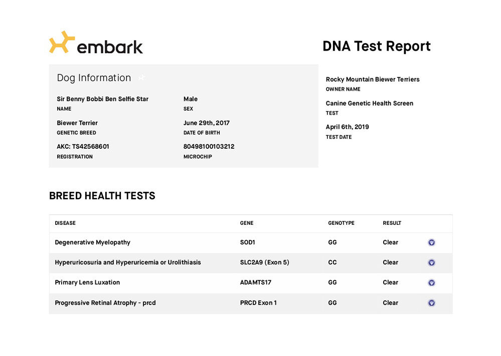 OFA Test Reports - Rocky Mountain Biewer Terriers